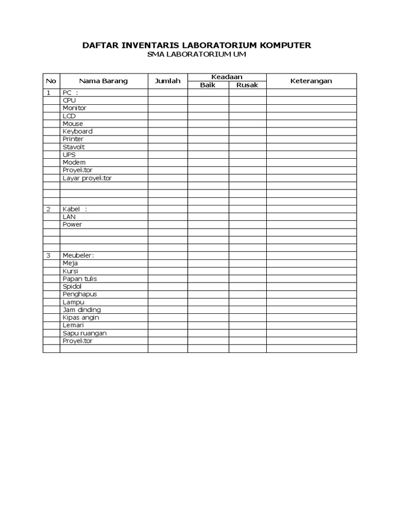 Inventaris & Tata Tertib Lab Komputer | PDF