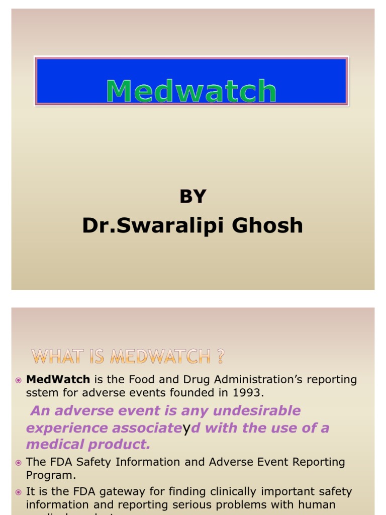 Medwatch 1 | PDF | Adverse Effect | Food And Drug Administration