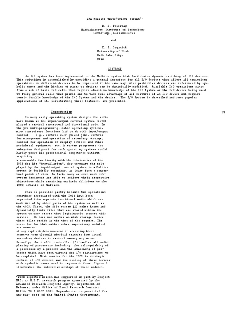 The Multics Inputoutput System | PDF | Input/Output | Command Line Interface