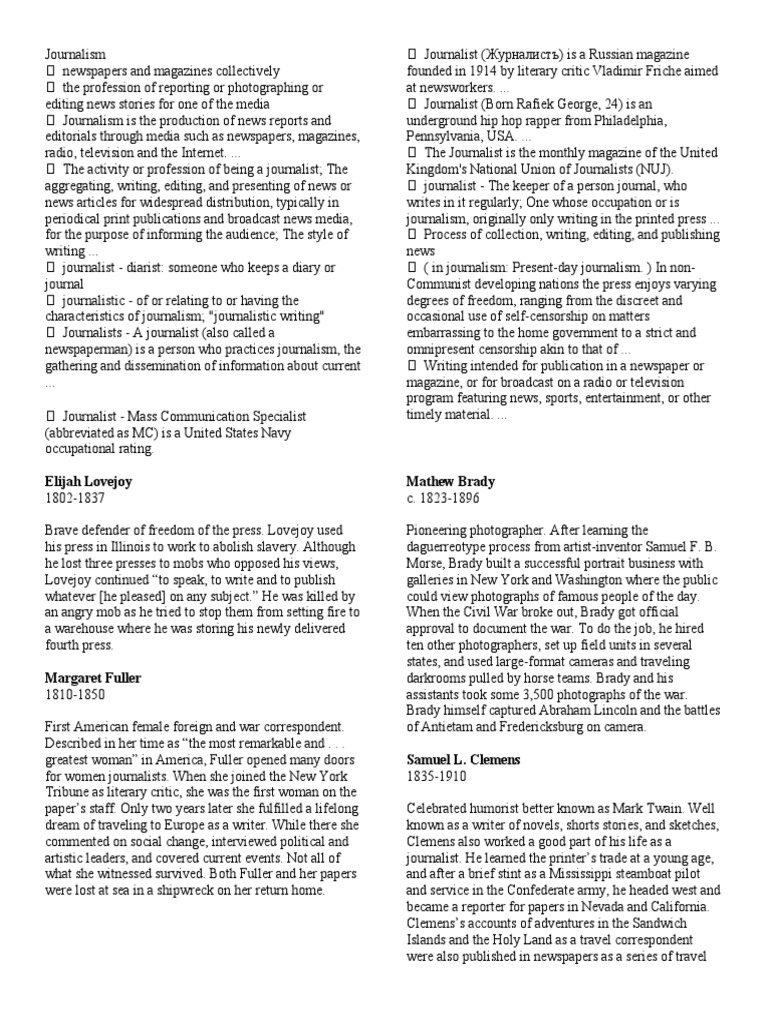 Journalism (Notes) | PDF | Journalism | The Washington Post