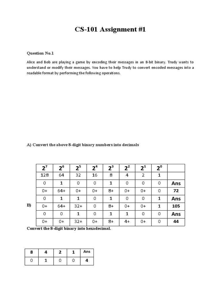 CS-101 Assignment #1: Question No.1 | PDF | Zip (File Format) | Data ...
