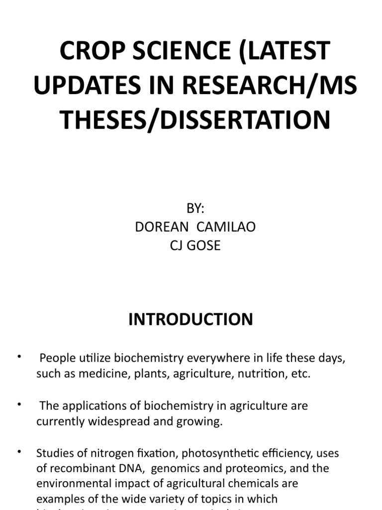Biochemistry's Role in Crop Science Advances | PDF | Biochemistry ...
