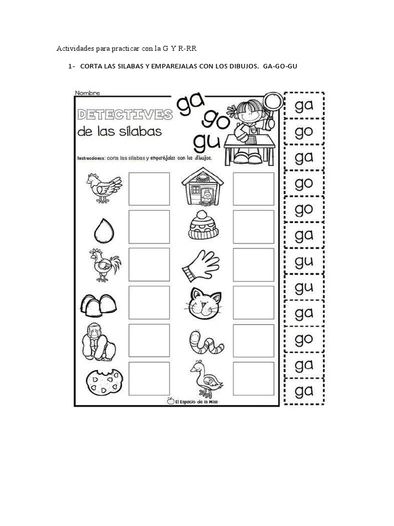 Repaso Letras G Y R-RR | PDF | Artes del Lenguaje y Comunicación