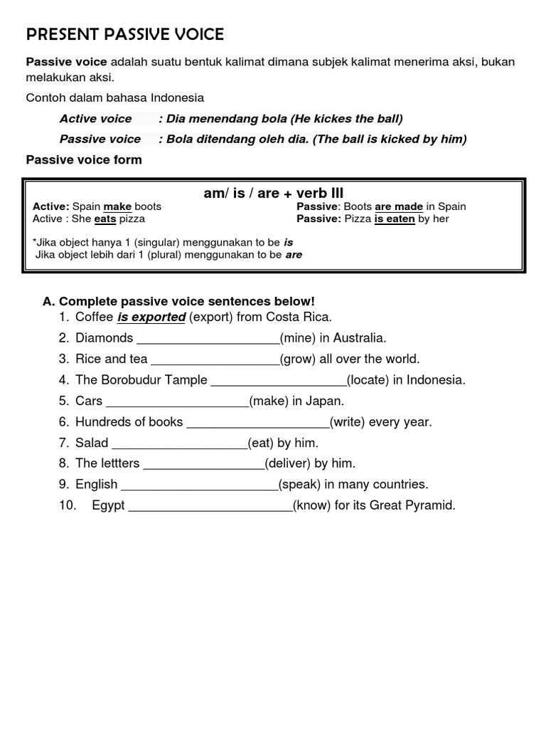 Present Passive Voice Grade V | PDF