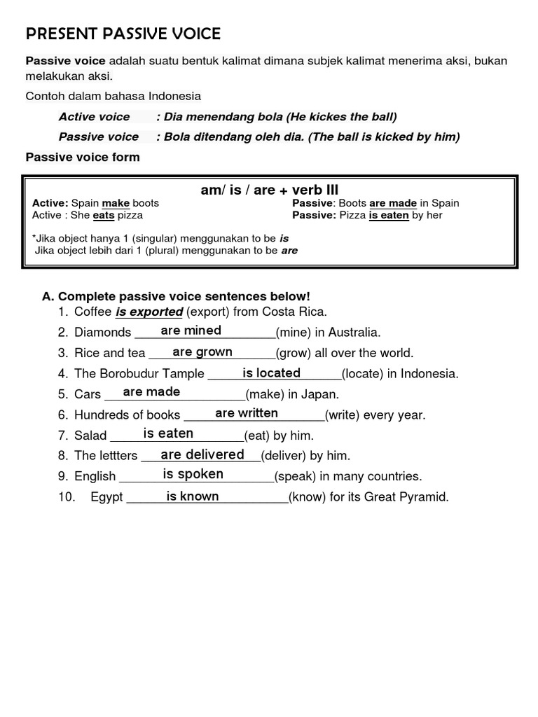 1 PRESENT PASSIVE VOICE GRADE V - Reviewed | PDF