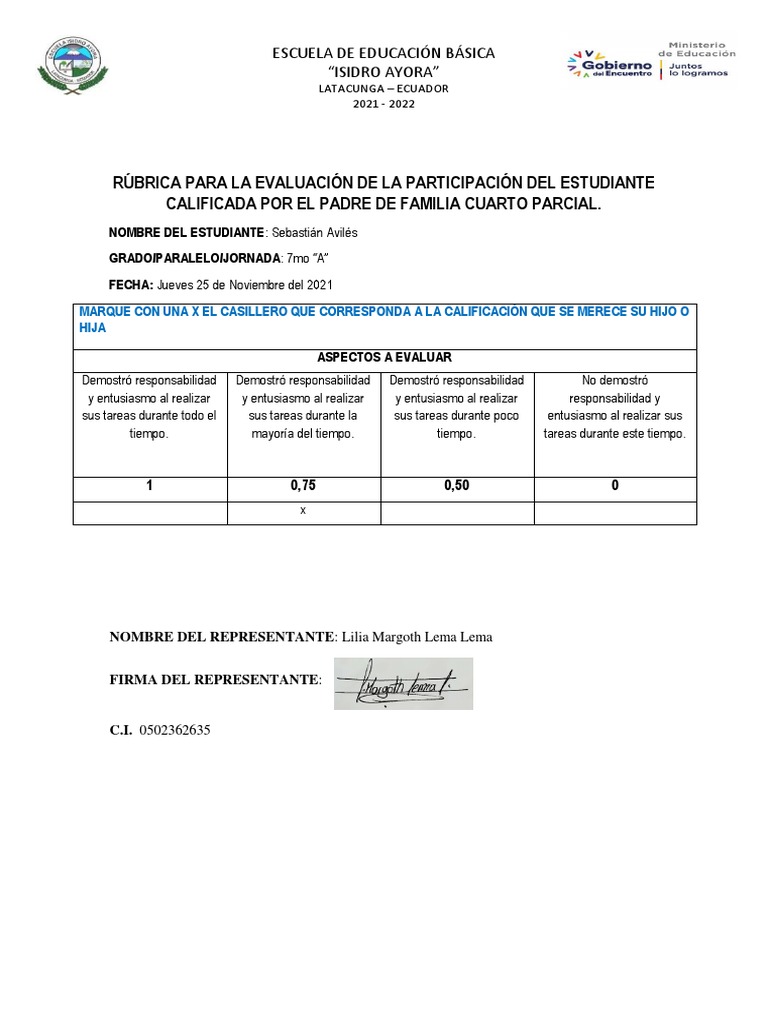 Rúbrica Familia 2021-2022 | PDF