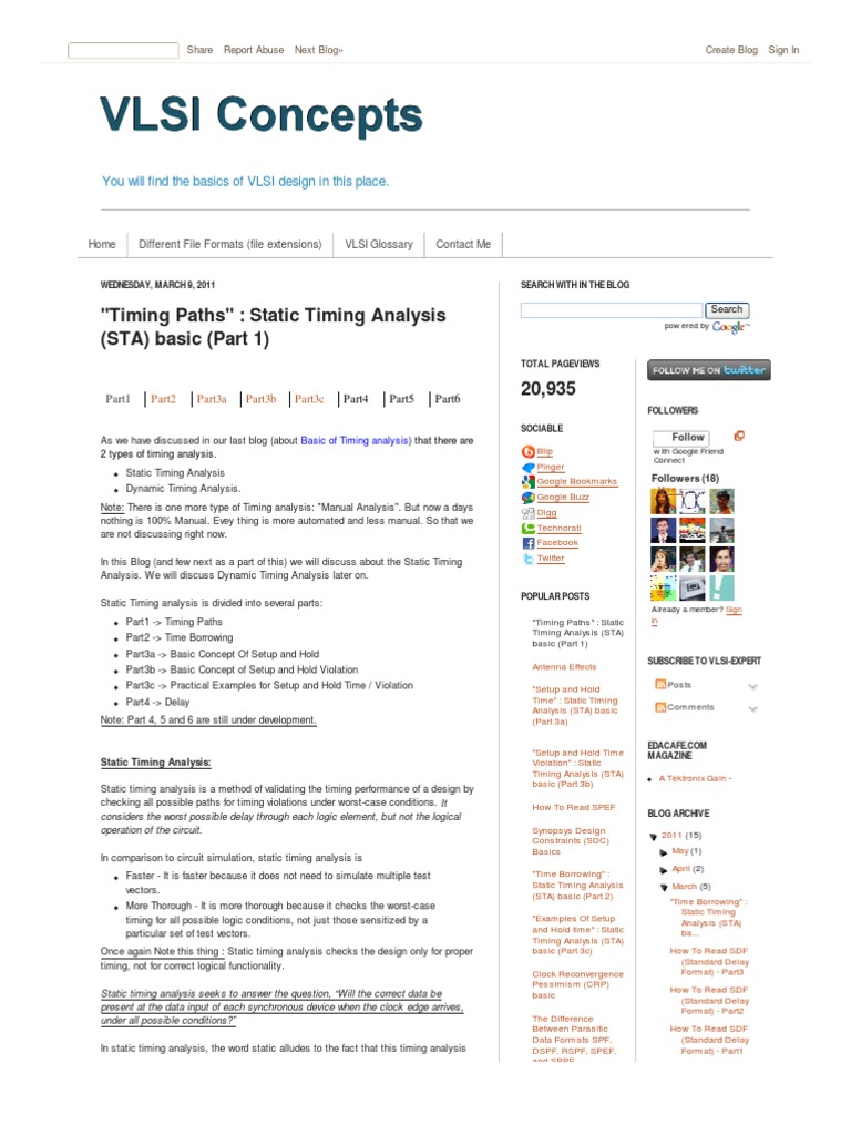 Timing Paths - Static Timing Analysis (STA) Basic (Part 1) - VLSI Concepts | PDF | Electronic ...