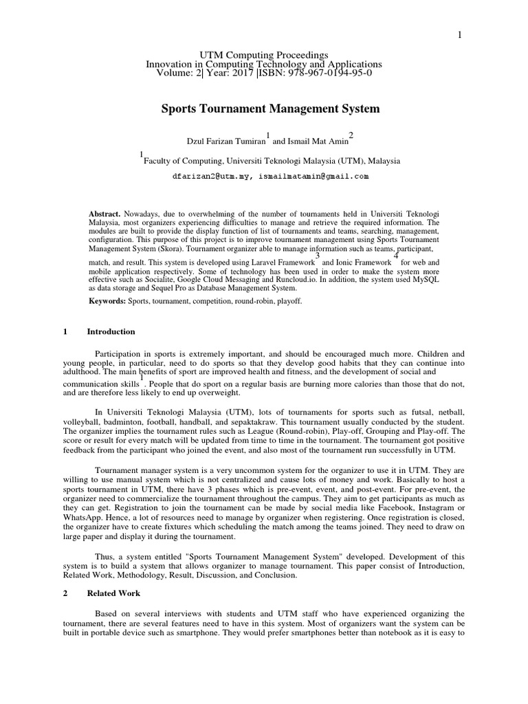 Sports Tournament Management System | PDF | User (Computing) | Model–View–Controller