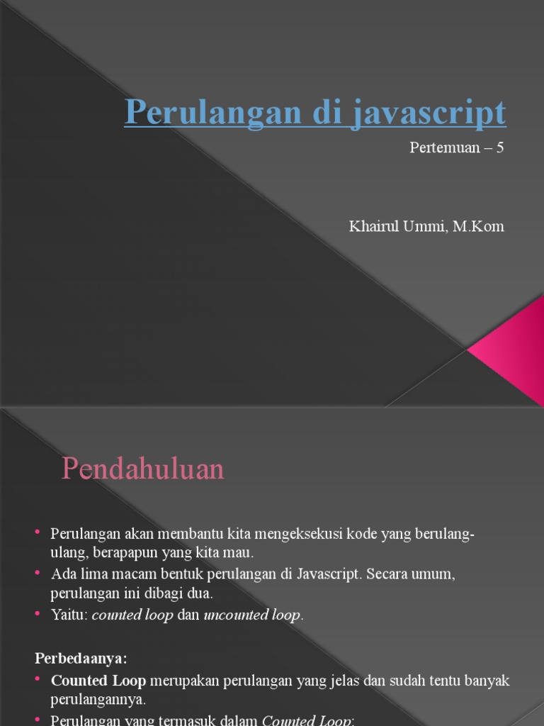 Materi 5 (Perulangan Dalam Javascript) | PDF