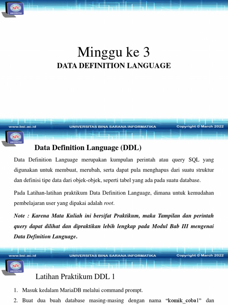 Minggu Ke 3: Data Definition Language | PDF