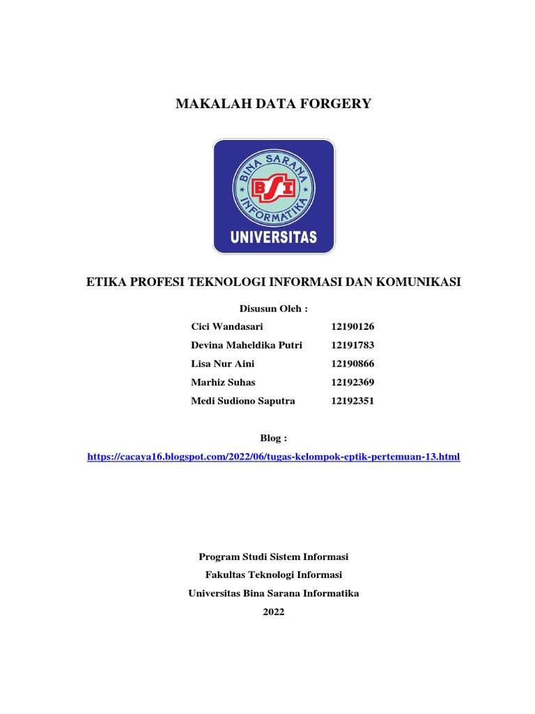 Makalah Data Forgery Pt13 Eptik | PDF | Karier & Perkembangan | Ilmu Sosial