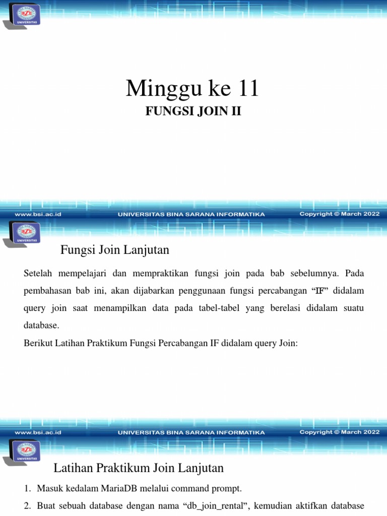 Minggu Ke 11: Fungsi Join Ii | PDF