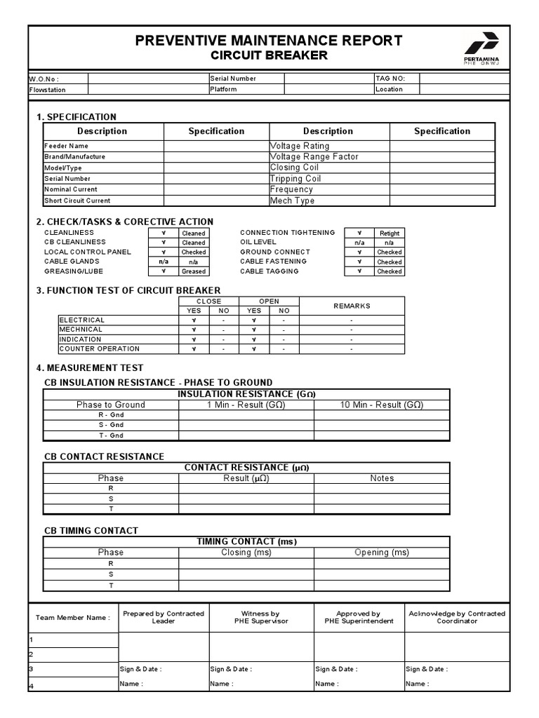 PM Check List - CB & Busbar | PDF | Relay | Electrical Resistance And ...