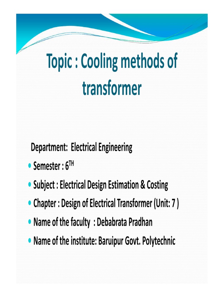 EDEC - Cooling Methods of Transformer | PDF | Transformer | Radiator EDEC - Cooling Methods of Transformer | PDF | Transformer | Radiator