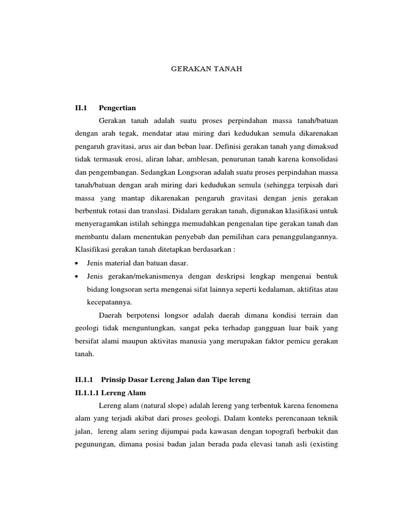 Gerakan Tanah dan Jenis-Jenis Longsoran | PDF
