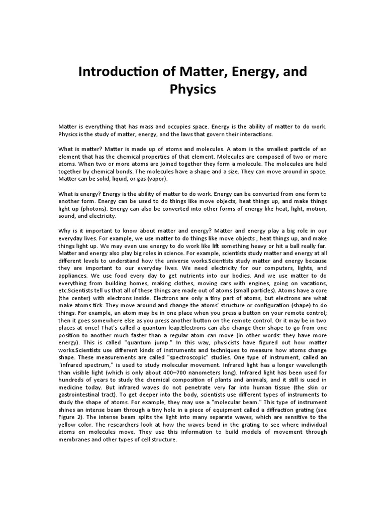 Introduction of Matter | PDF | Matter | Atoms