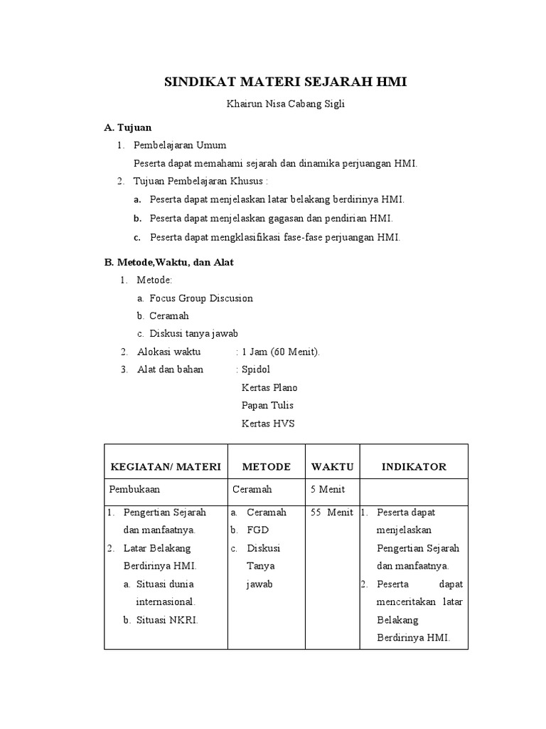 Sindikat Materi Sejarah Hmi | PDF