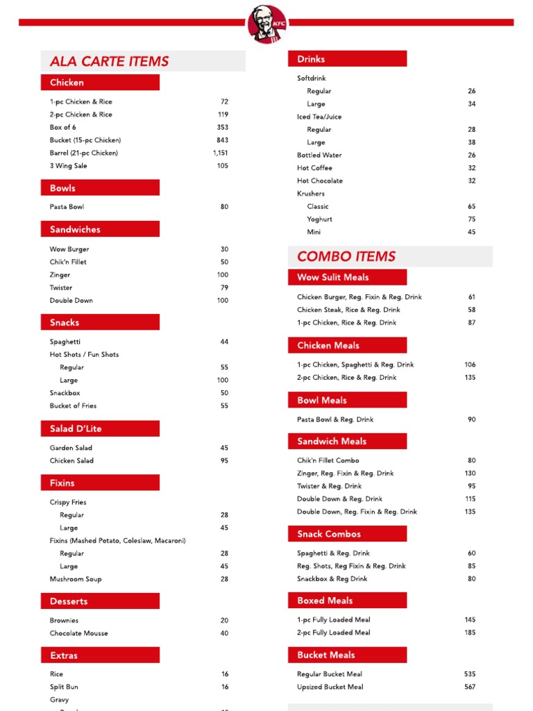 Fast Food Menu & Pricing Guide | PDF