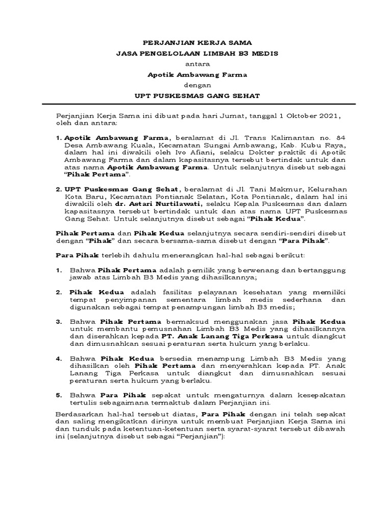 Contoh Mou Limbah Medis Pdf