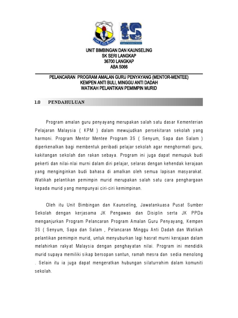 Kertas Kerja Program Amalan Guru Penyayang | PDF