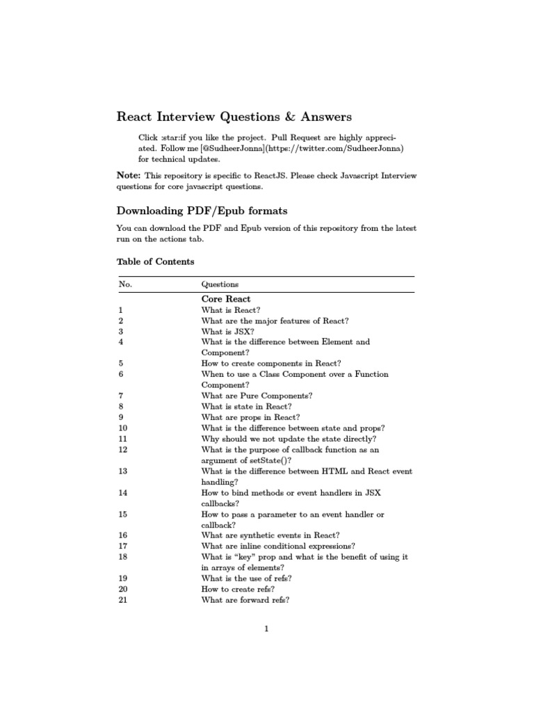300 React Js Interview Questions With Answers Pdf Java Script Technology Development
