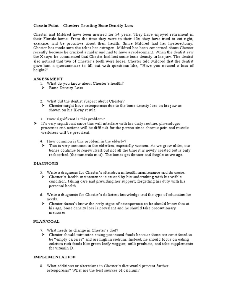 Case in Point-Chester: Treating Bone Density Loss | PDF | Bone ...