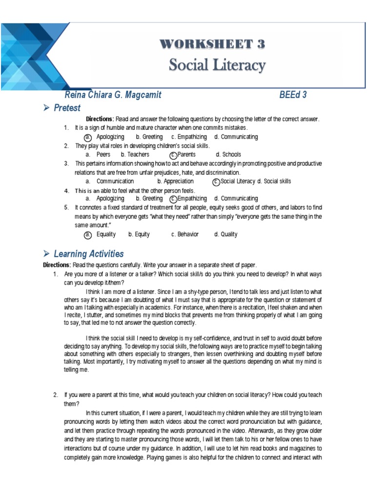 Worksheet 3 Building and Enhancing Literacy | Download Free PDF ...
