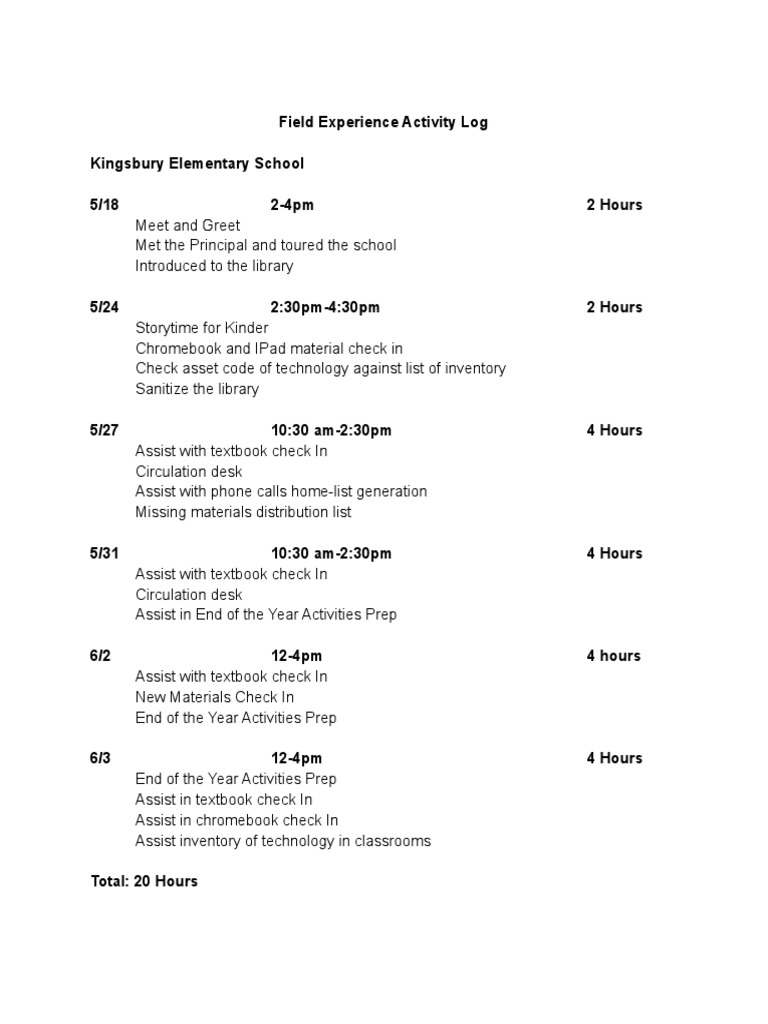 Field Log 1 | Download Free PDF | Classroom
