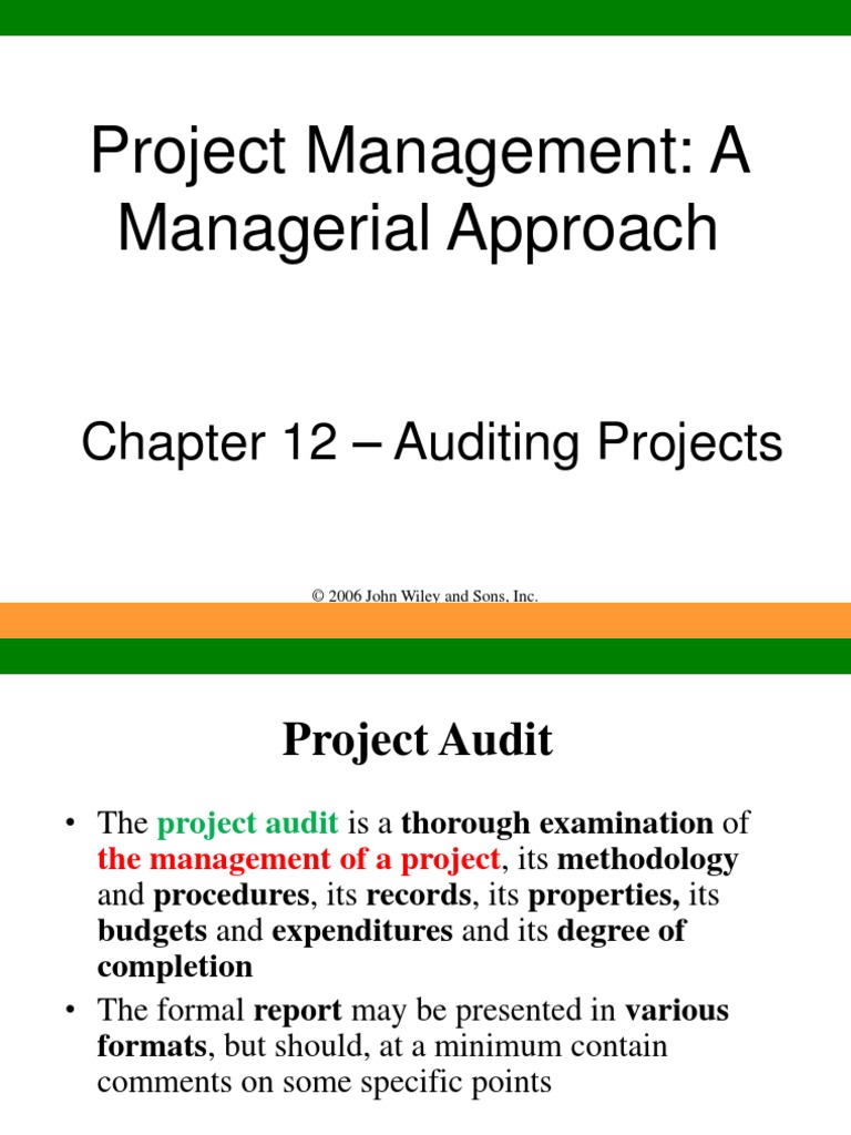 Project Management: A Managerial Approach: - Auditing Projects | PDF ...