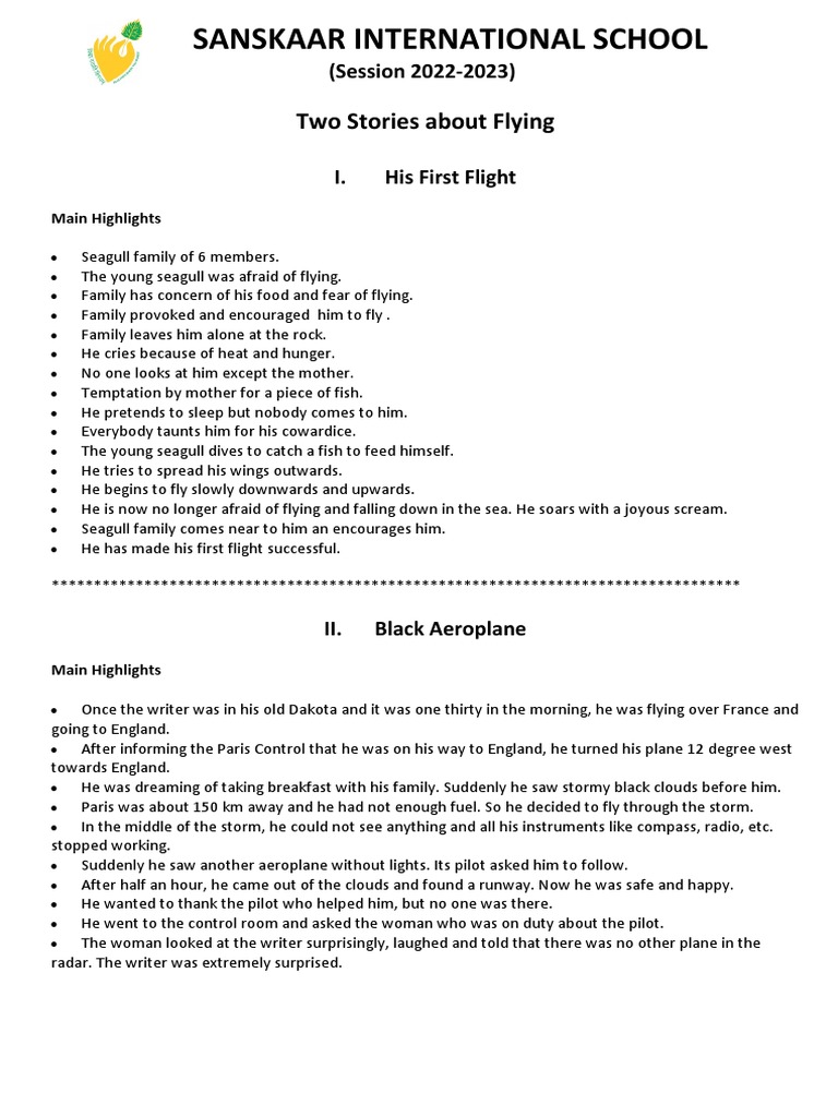 Notes Two Stories About Flying | PDF
