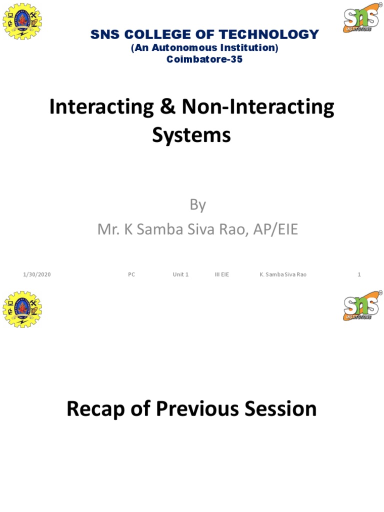 Interacting & Noninteracting Systems | PDF | Applied And ...