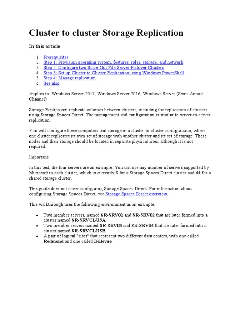 Cluster To Cluster Storage Replication | PDF | Replication (Computing) | Computer Cluster