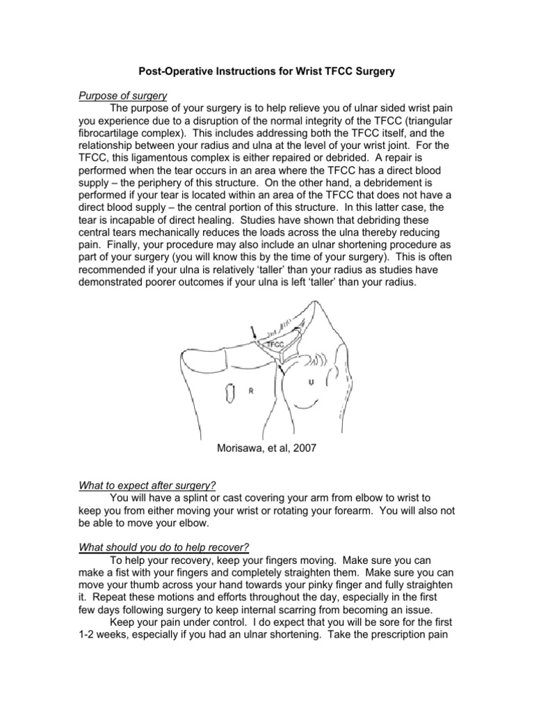 Post Op Wrist TFCC Surgery | PDF | Clinical Medicine | Musculoskeletal ...