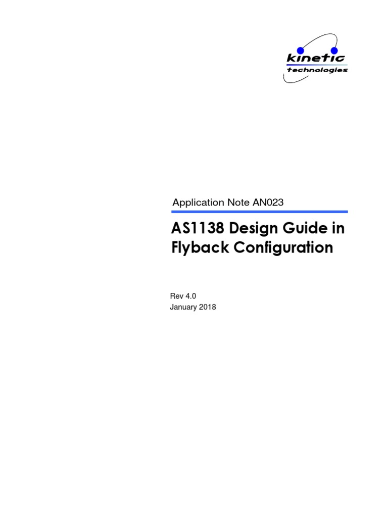 AS1138 Design Guide in Flyback Configuration: Application Note AN023 | PDF | Capacitor | Transformer