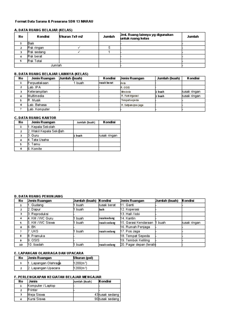Form Data Sarpras | PDF