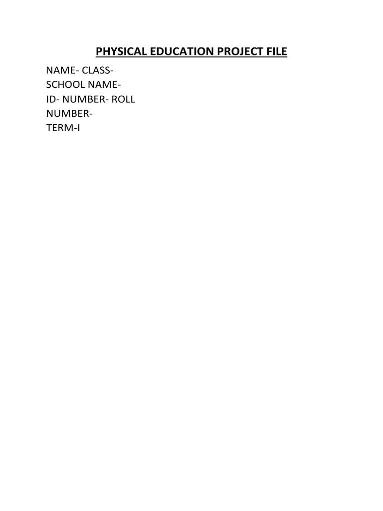 Class 11 Physical Education Project Sample File. | PDF
