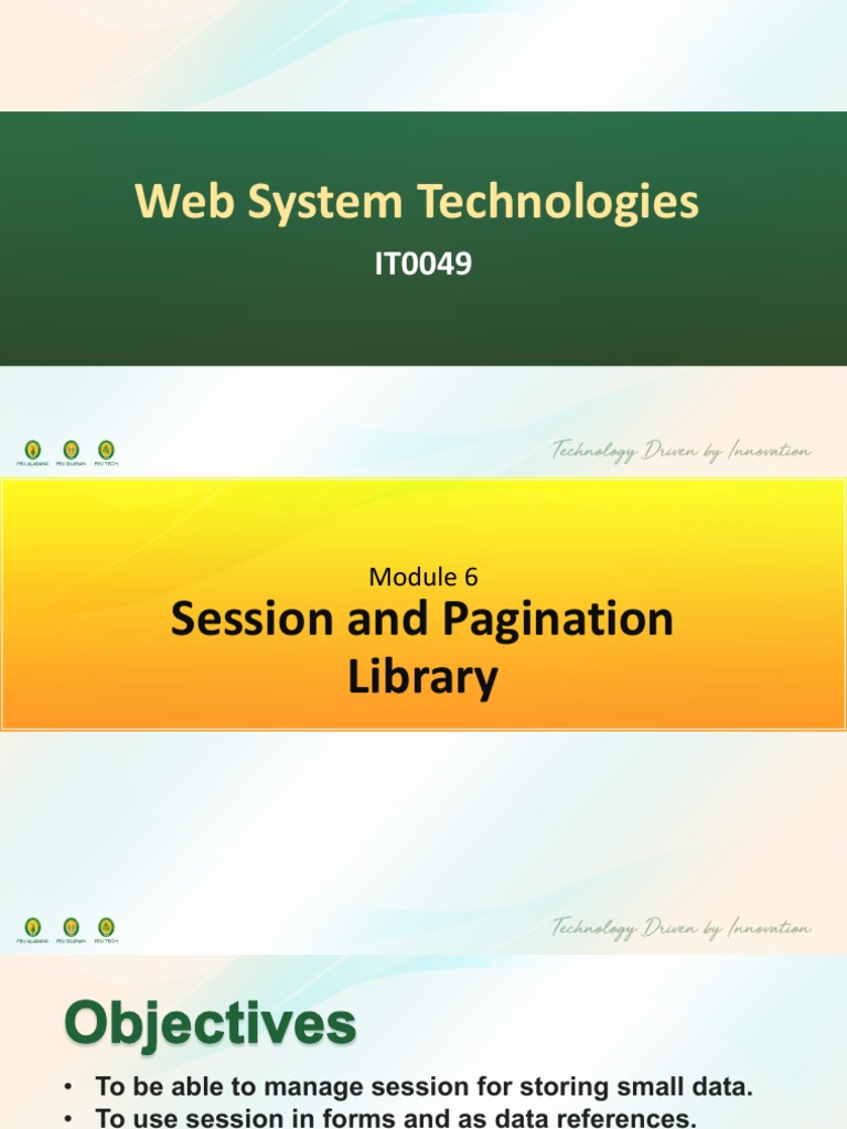 Module 6 - Session and Pagination Library | PDF | Http Cookie | Class (Computer Programming)