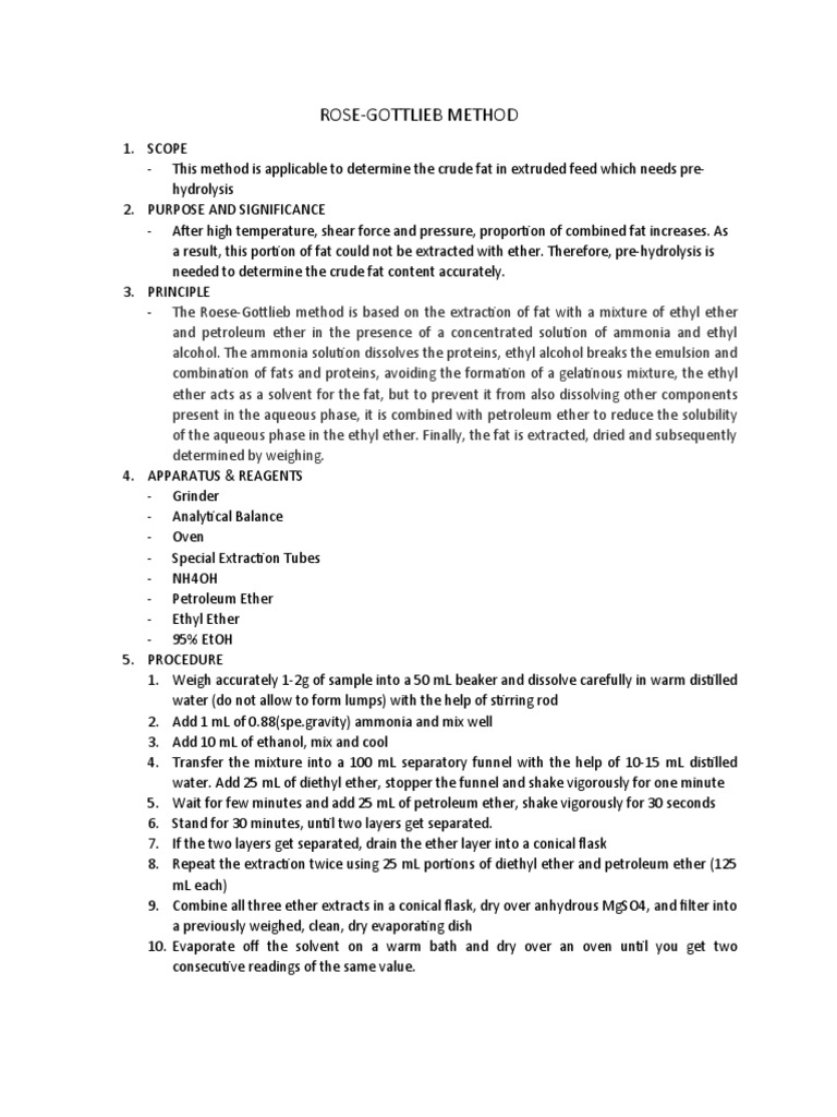 Roese-Gottlieb method determines crude fat in extruded feed | PDF ...
