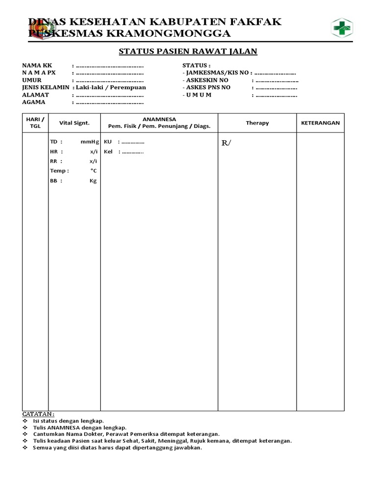 Kartu Status Pasien | PDF | Pengembangan Diri | Sains & Matematika