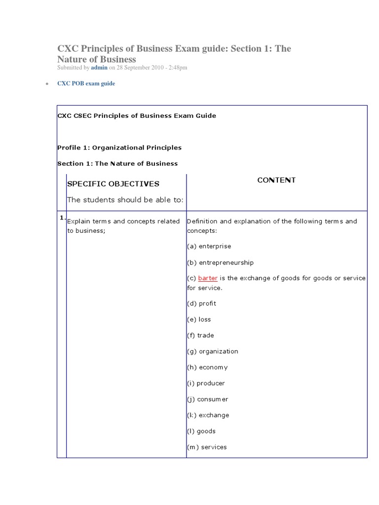 CXC Principles of Business Exam Guide Compress | PDF | Economic Growth ...