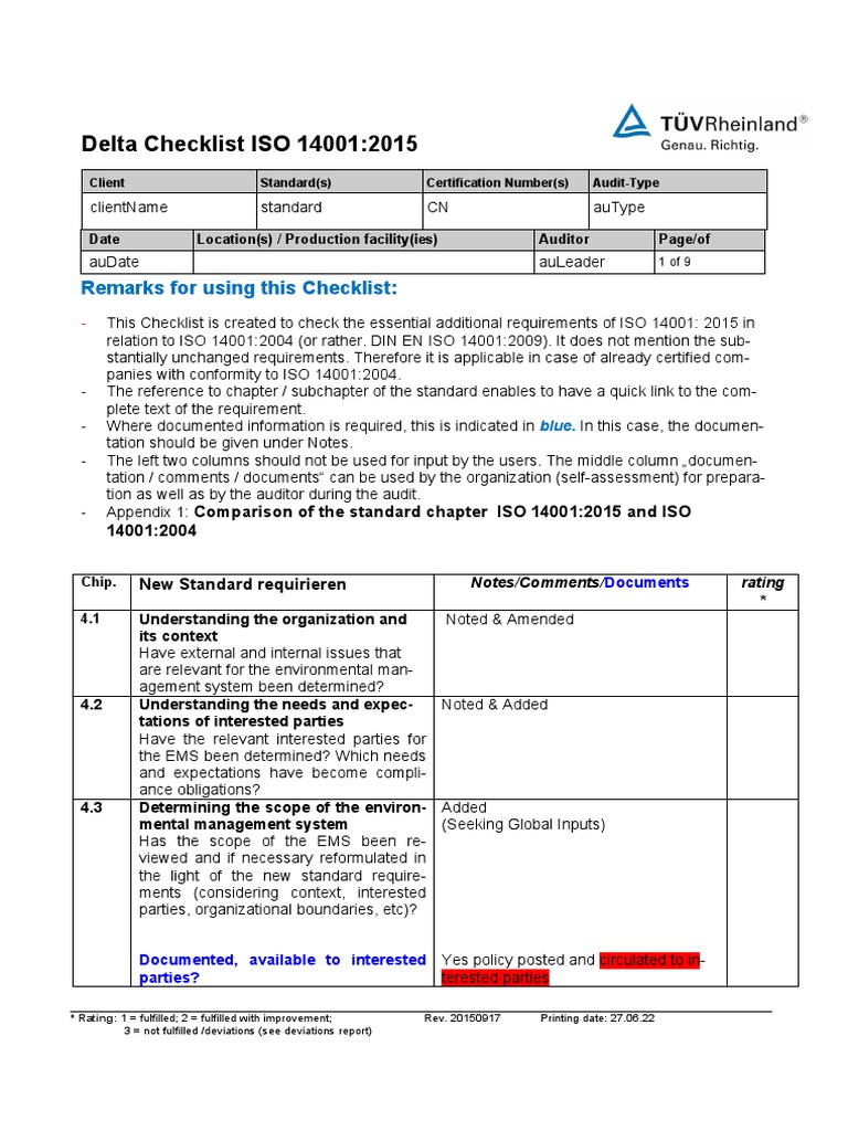 D - 14k - 3 - Delta Checklist ISO 14001-2015 - 20150917 - Short - Engl ...