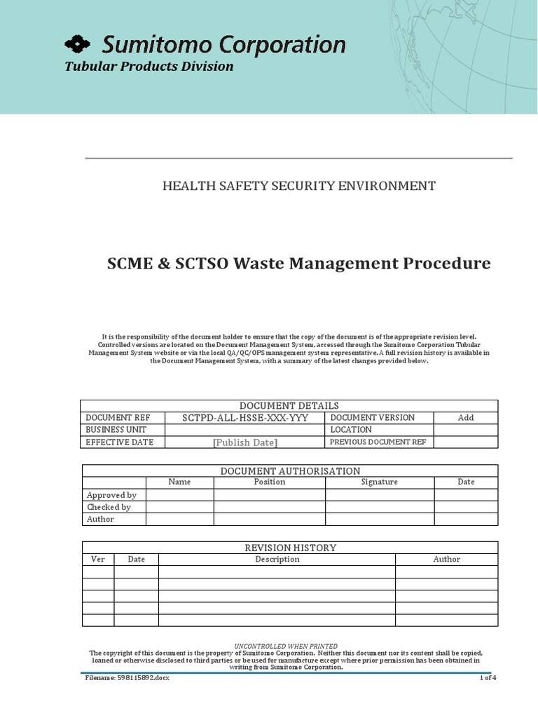 Waste Management Procedure | PDF | Waste Management | Recycling