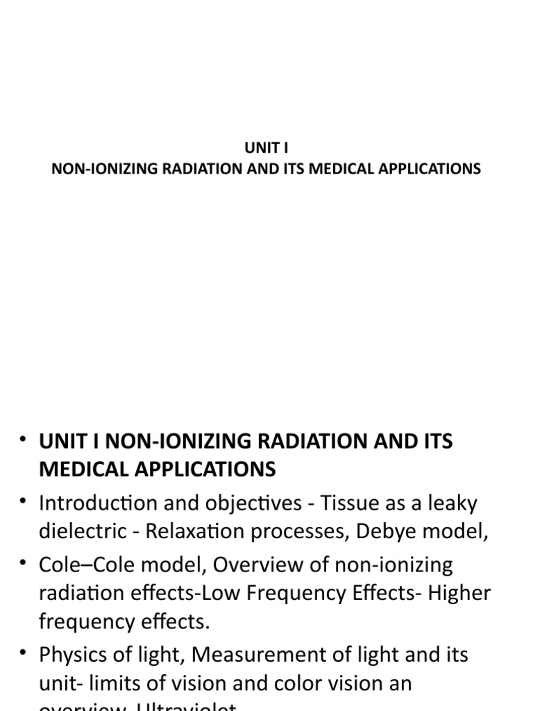 An Introduction to Non-Ionizing Radiation and its Medical Applications ...