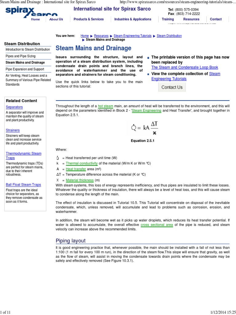 Steam Mains and Drainage: Piping Layout | PDF | Steam | Heat Transfer