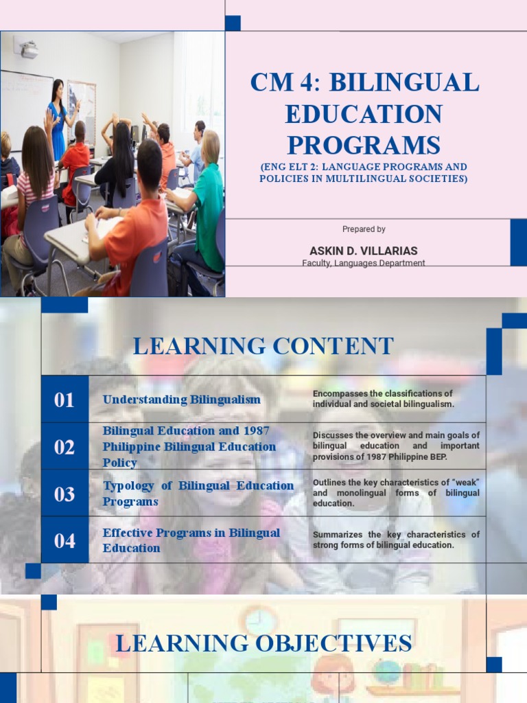 CM 4: Bilingual Education Programs: (Eng Elt 2: Language Programs and ...