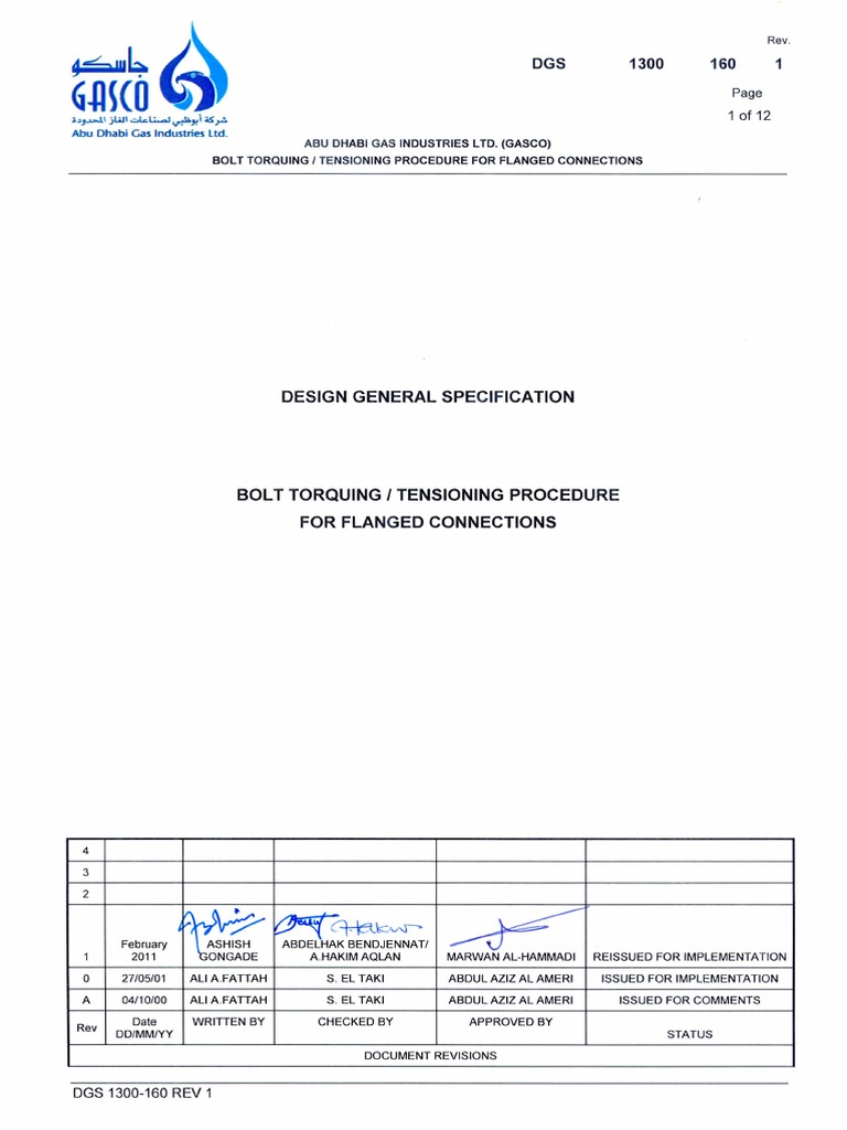 DGS 1300 160 Bolt Torquing | PDF | Screw | Specification (Technical ...