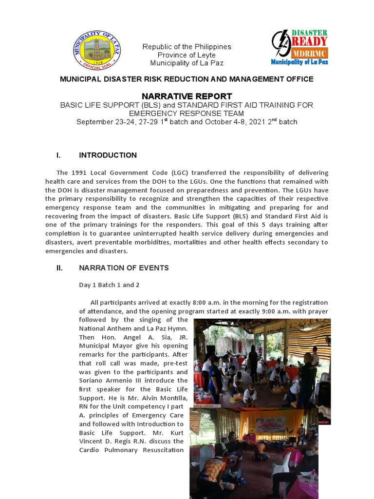 Narrative Report BLS | PDF | Cardiopulmonary Resuscitation | Medical ...