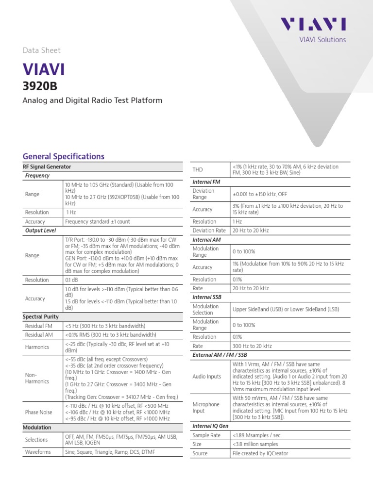 3920b Analog and Digital Radio Test Platform Data Sheets en | PDF ...