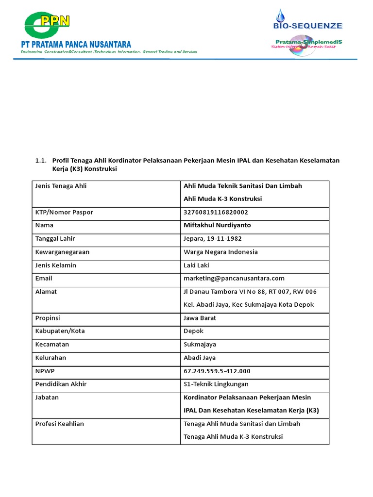 Daftar Tenaga Ahli | PDF