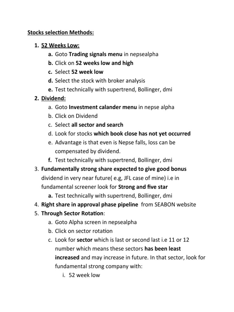 Methods of Stock Selection | PDF | Stocks | Dividend